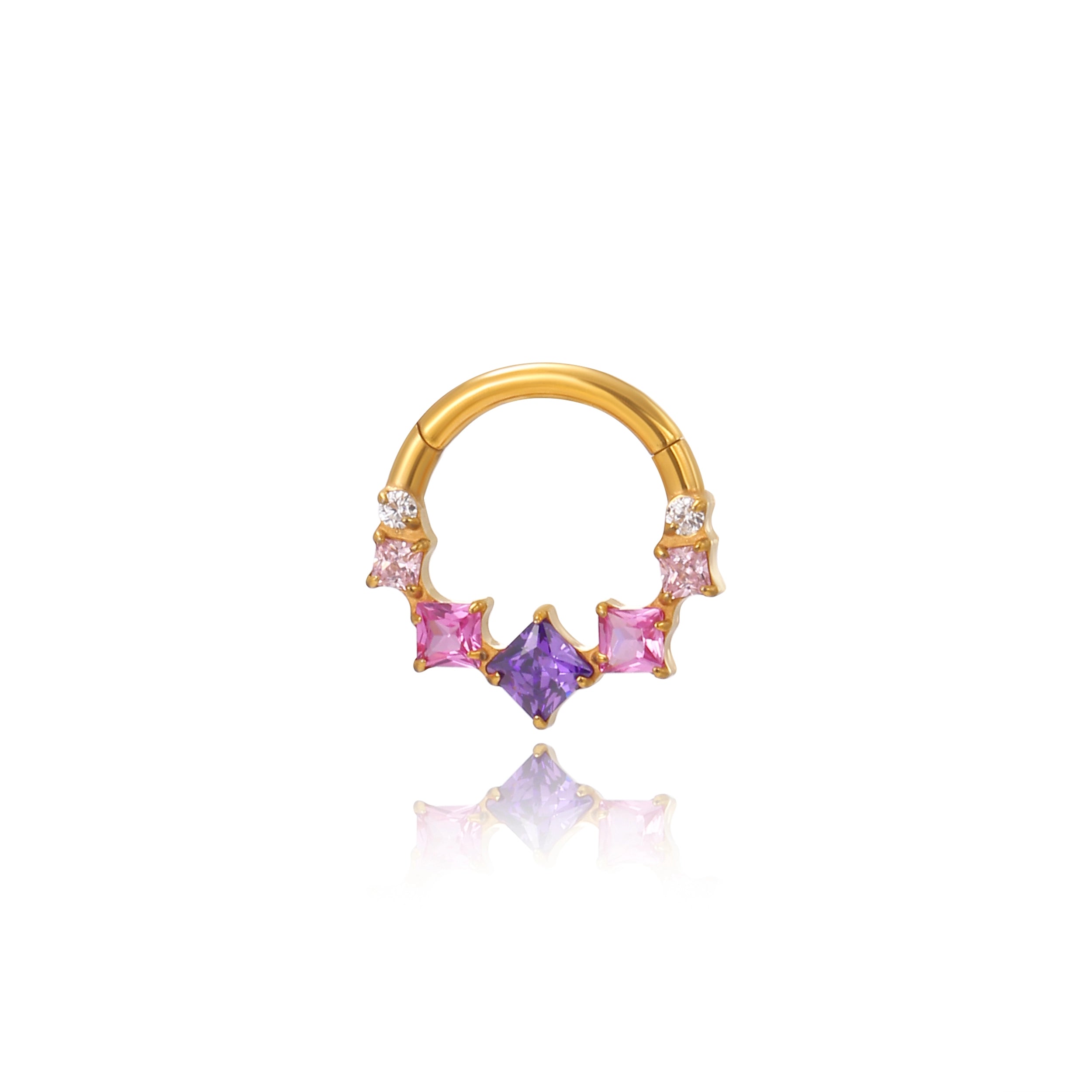 Waterproof Titanium Gradient Pink Ruby Septum Clicker & Daith Clicker ...
